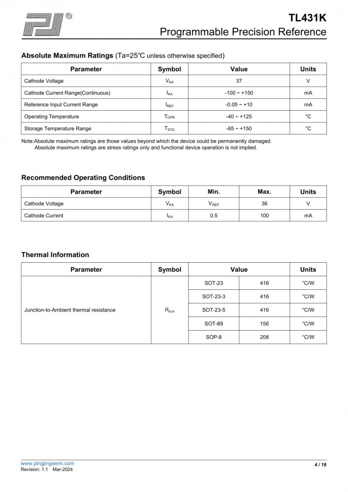 TL431KSQ datasheet page 4