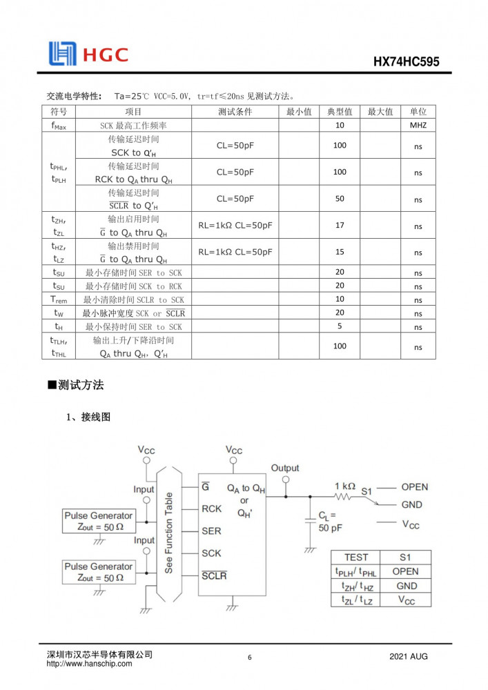 HX74HC595IDRG datasheet page 6