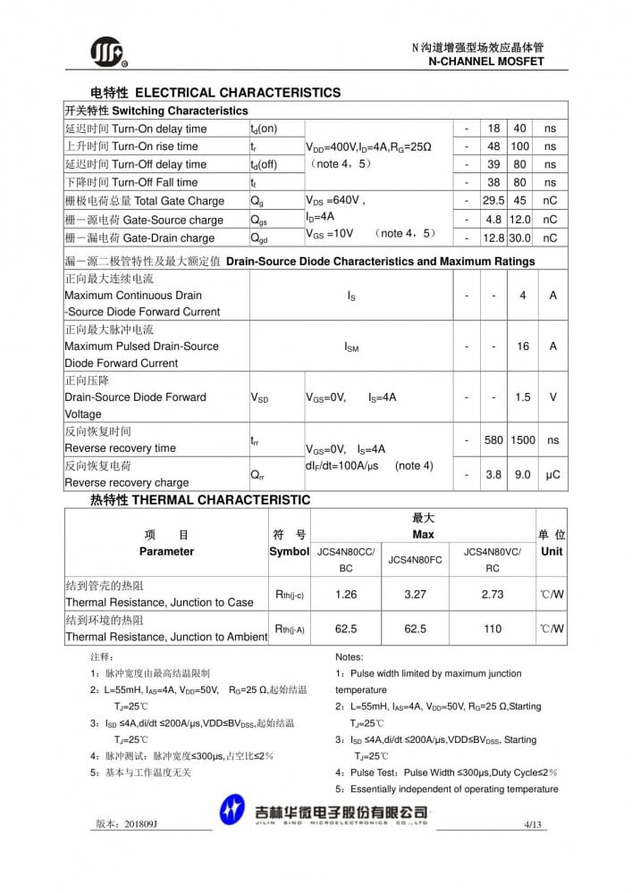 JCS4N80RC datasheet page 4