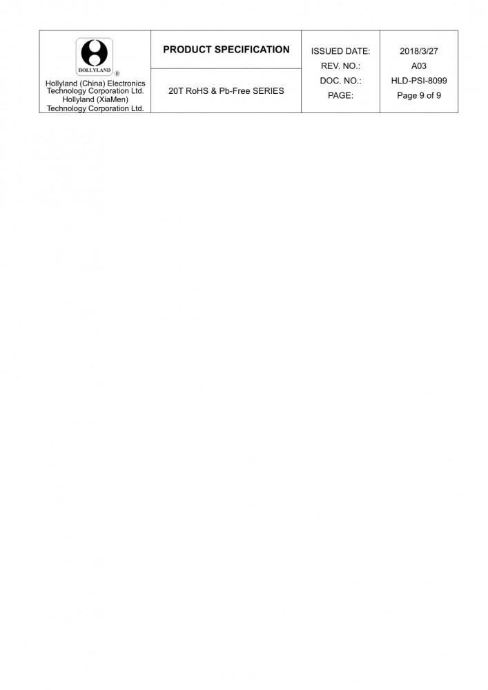 HOLLY 20T series datasheet page 9
