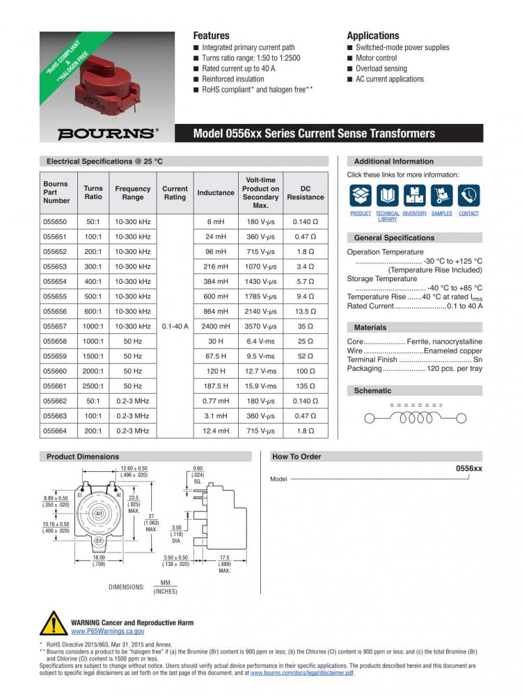 BOURNS 0556xx datasheet page 1