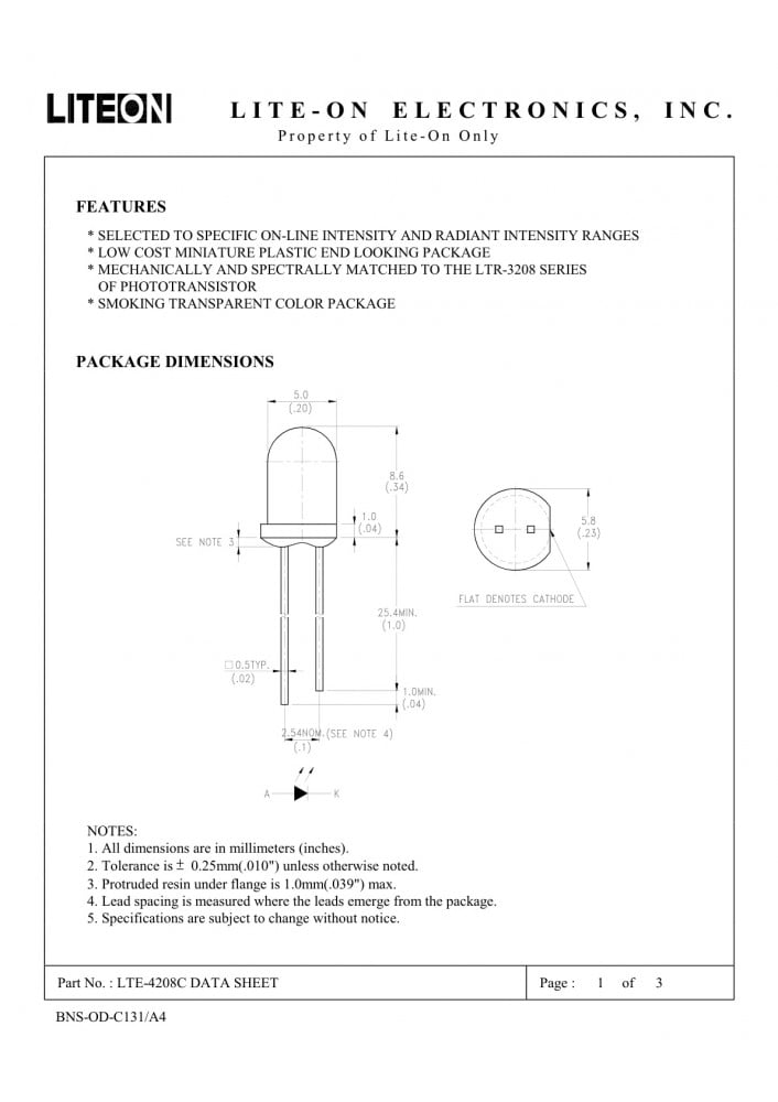 LTE-4208C datasheet page 1