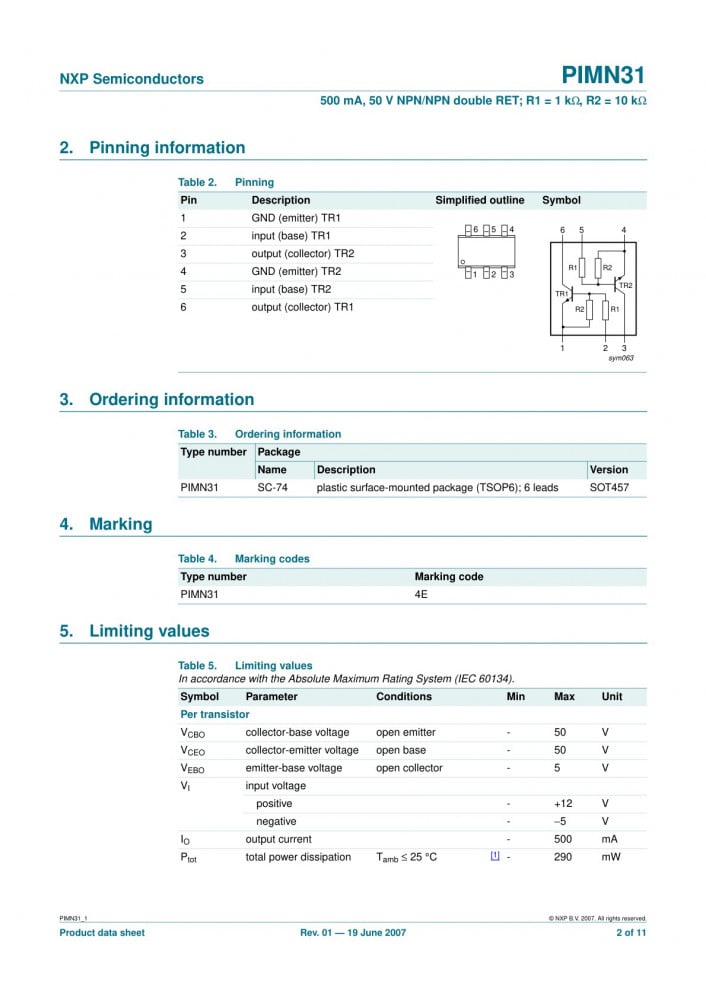 PIMN31 datasheet page 3