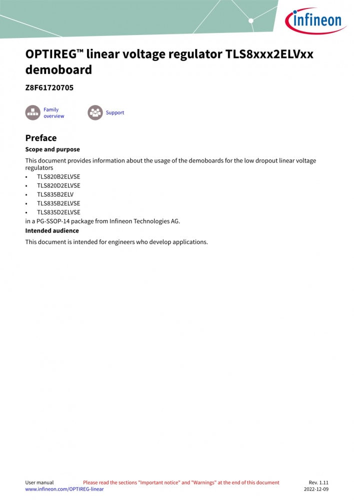 TLS835D2ELVSE demoboard document page 1