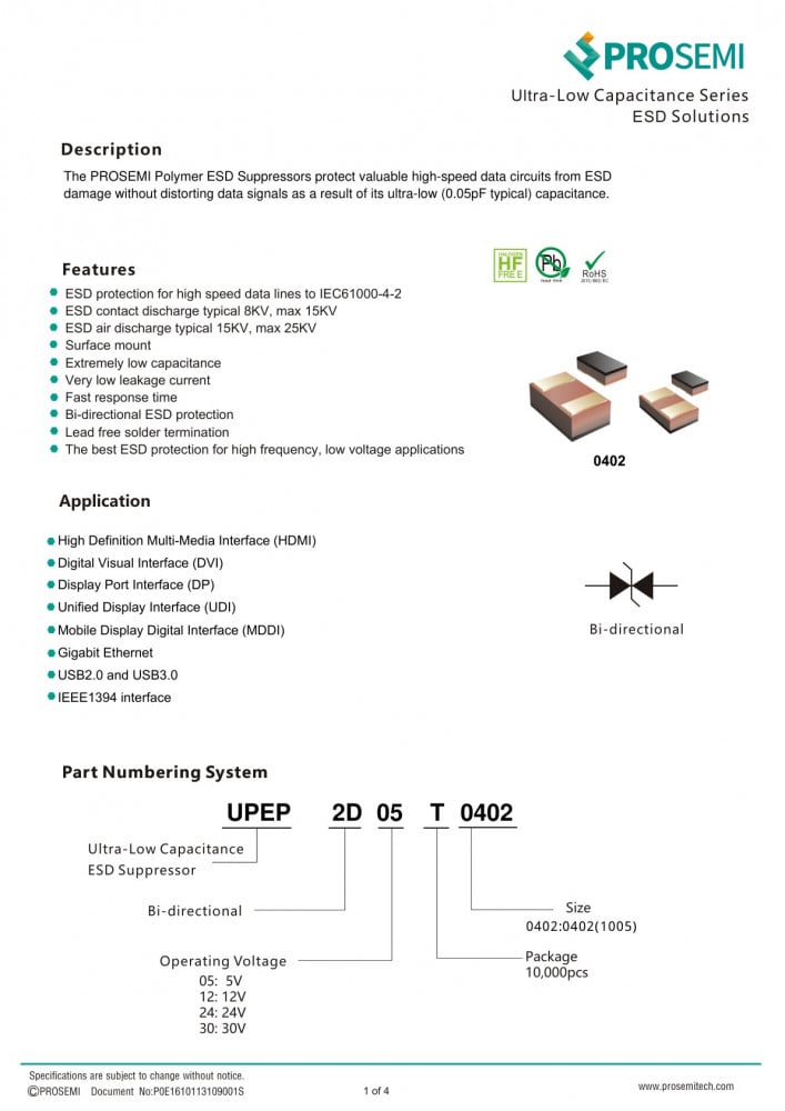 UPEP2D24T0402 datasheet page 1