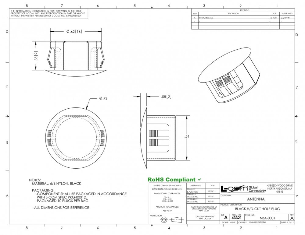 L-com NBA-0001 technical document page