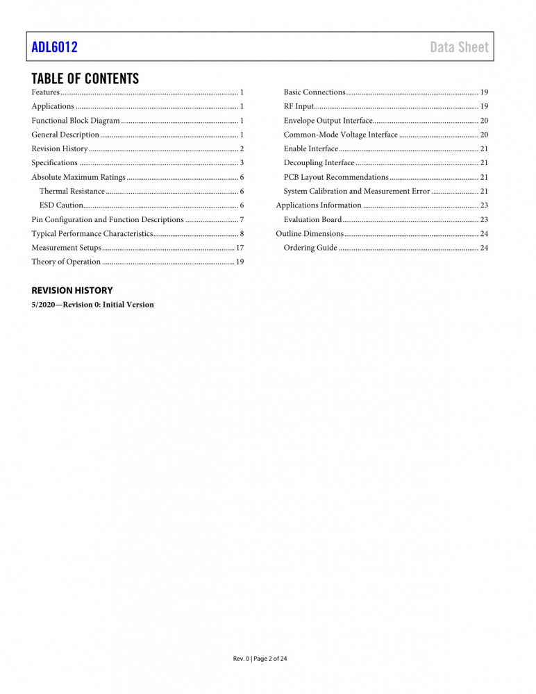 ADL6012 datasheet page 2