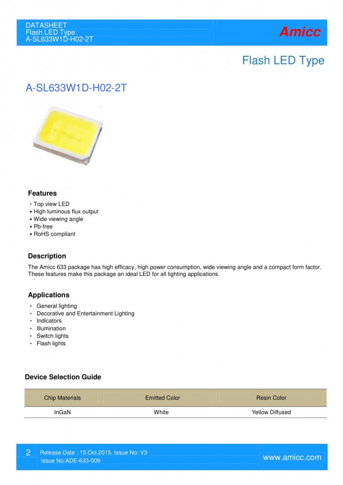 A-SL633W1D-H02-2T datasheet page 2