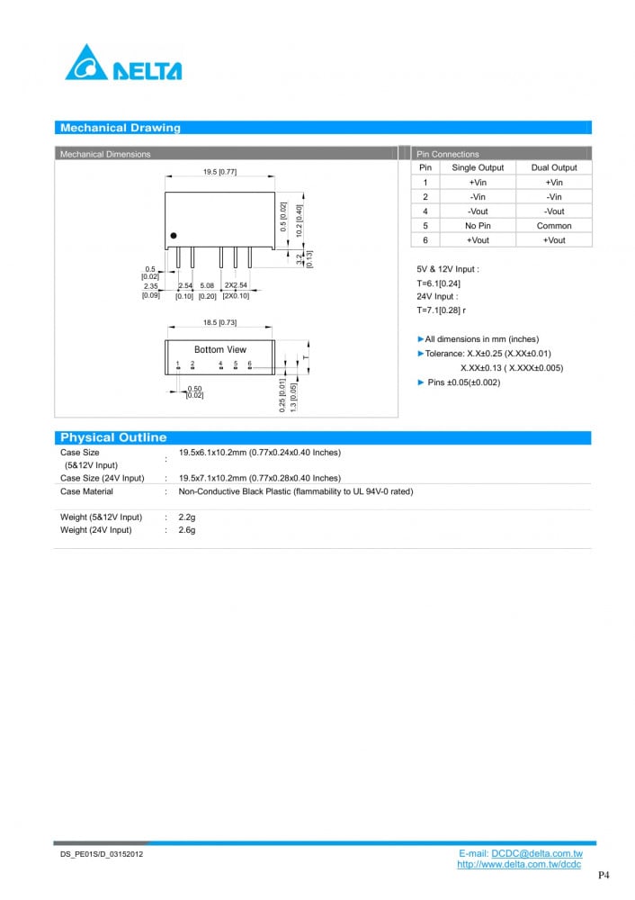 DELTA PE01S2405A datasheet page 4