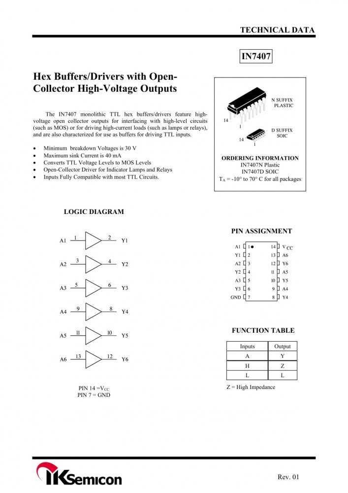 IN7407 technical document page 1