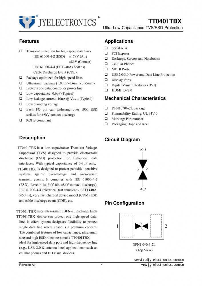 TT0401TBX datasheet page 1