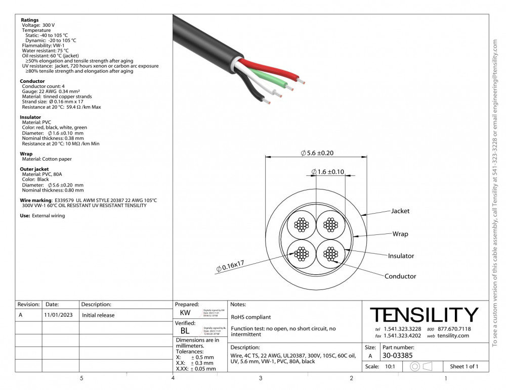 30-03385 cable specification drawing