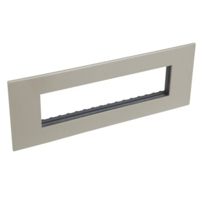 Arteor - British standard plate for switched sockets 1 gang - Glossy stainless steel - Black finish - For 5A 13A socket outlet