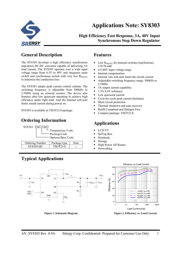 SY8303AIC datasheet page 1
