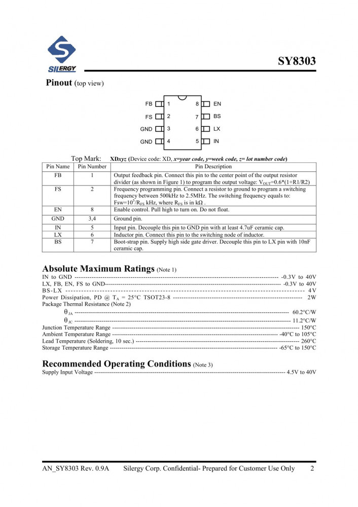 SY8303AIC datasheet page 2