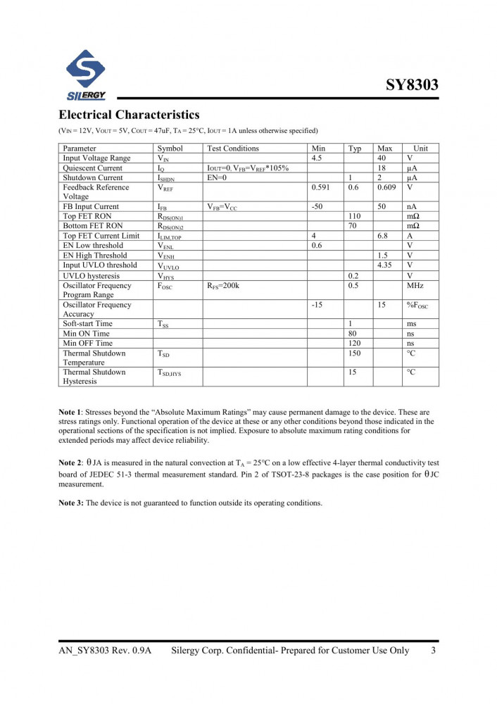 SY8303AIC datasheet page 3