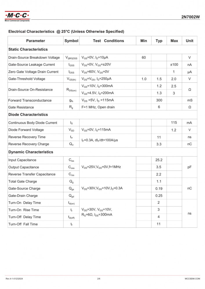 2N7002W-TP datasheet page 2