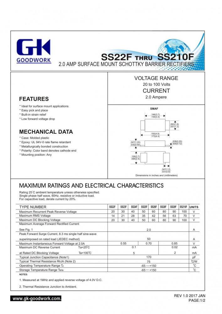 GOODWORK SS26F datasheet page 1