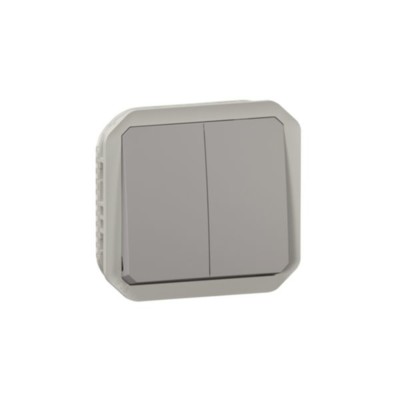 Plexo - Illuminated time delay switch - Grey mechanism - IP55 IK08 impact resistant - 250V AC 8A 0.25min to 15min adjustable timer