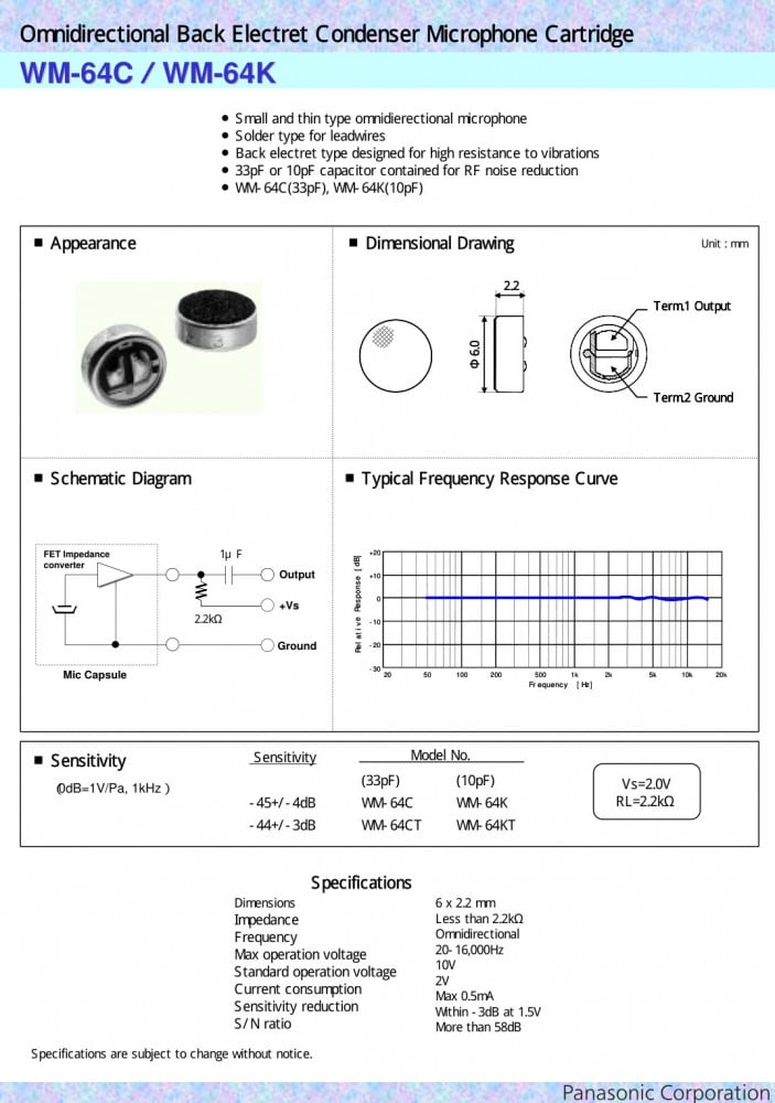 PANASONIC WM-64K technical document preview