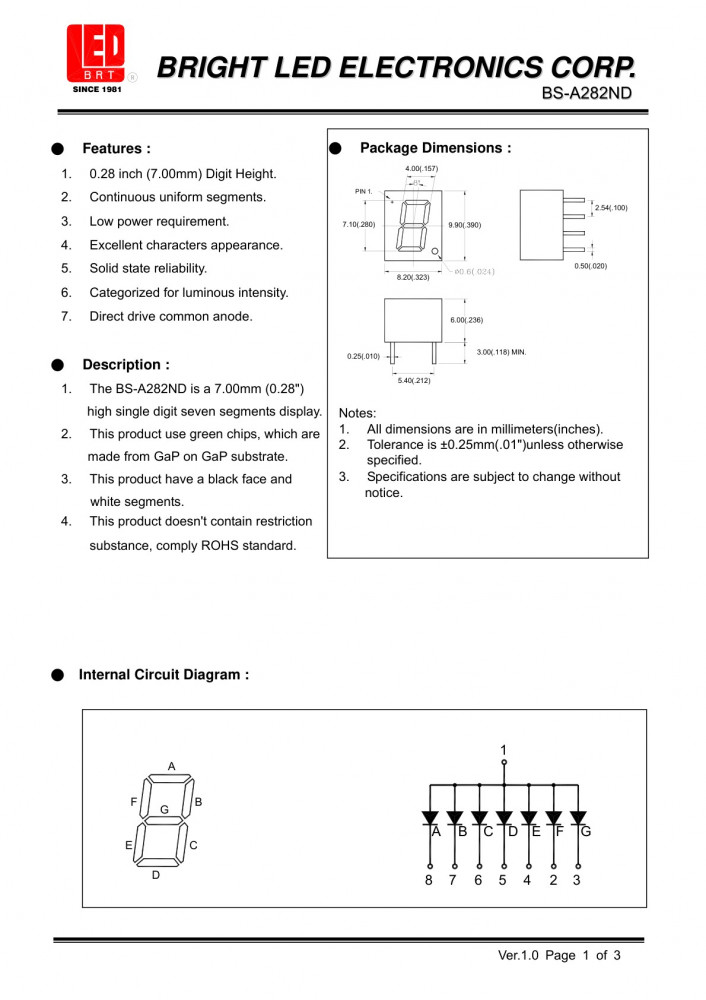 BS-A282ND datasheet page 1