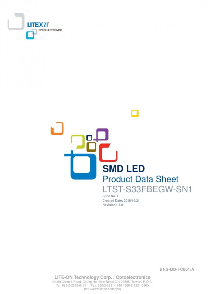 LTST-S33FBEGW-SN1 datasheet page 1