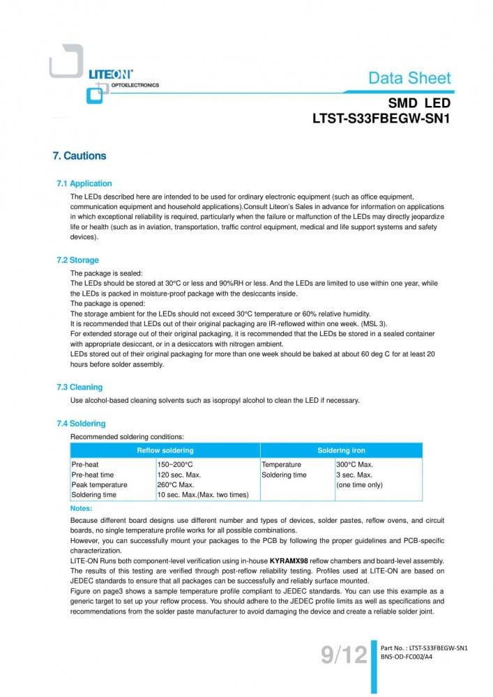 LTST-S33FBEGW-SN1 datasheet page 10