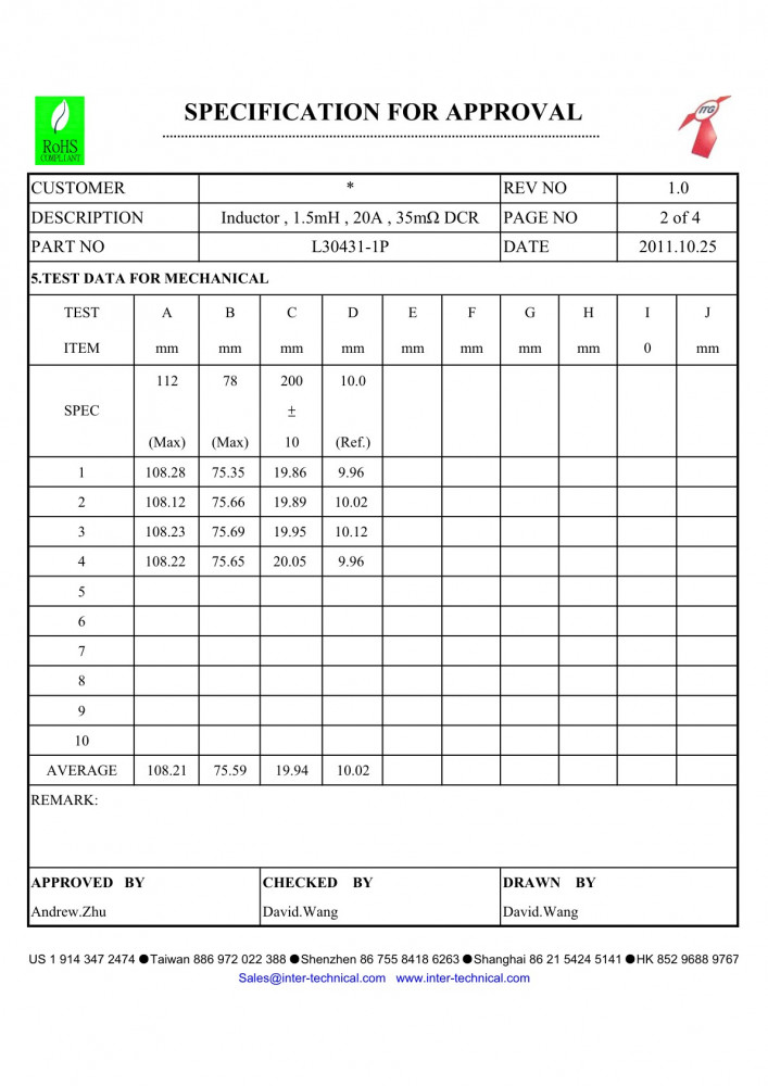 L30431-1P specification sheet, page 2