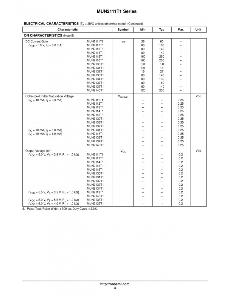 MUN2113T1 datasheet page 3