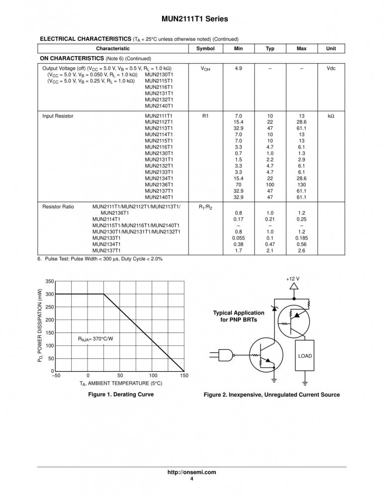 MUN2113T1 datasheet page 4