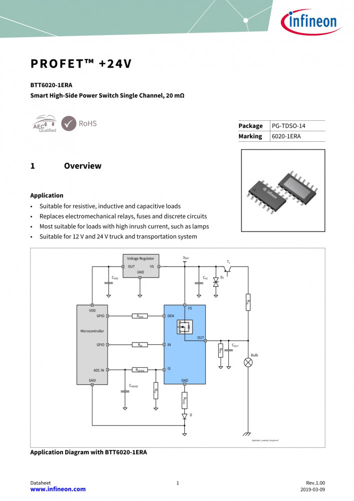 BTT6020-1ERA datasheet page 1