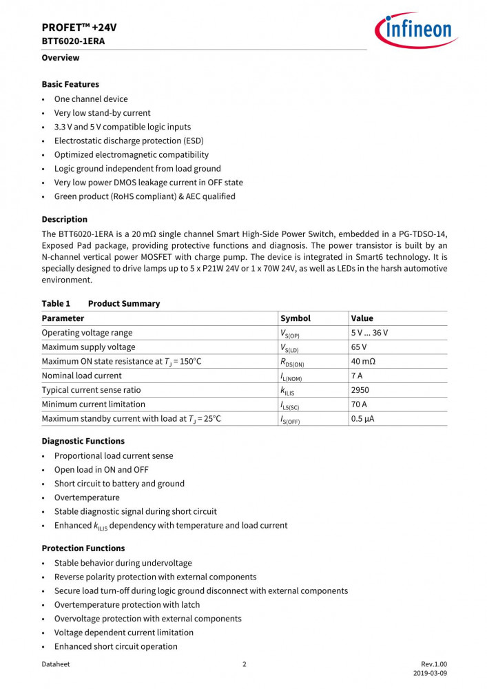 BTT6020-1ERA datasheet page 2