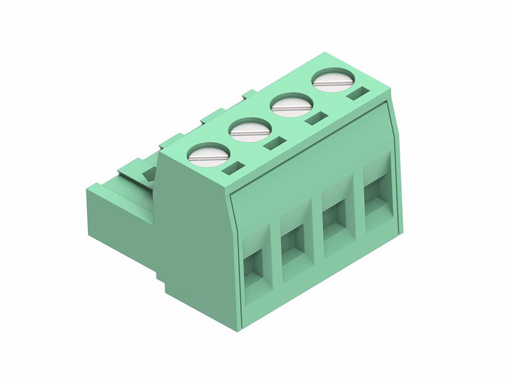 5.08mm Pitch Eurostyle Vertical PCB Header, Open Ends, Green Housing, 4 Circuits