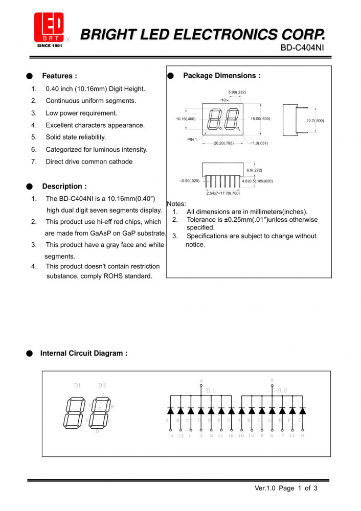 BD-C404NI datasheet page 1