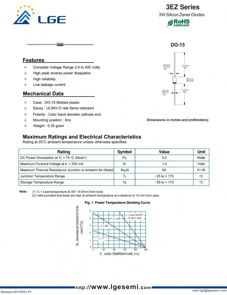 LGE 3EZ12D5 datasheet page 1