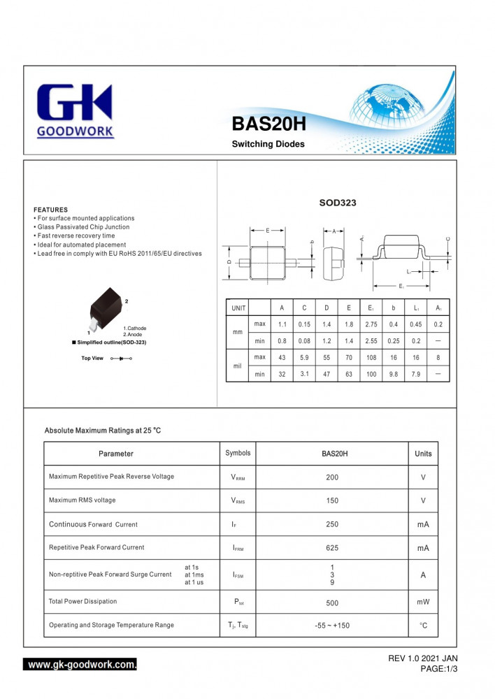 GOODWORK BAS20H datasheet page 1
