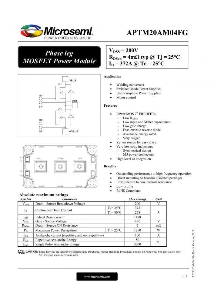 APTM20AM04FG datasheet page 1