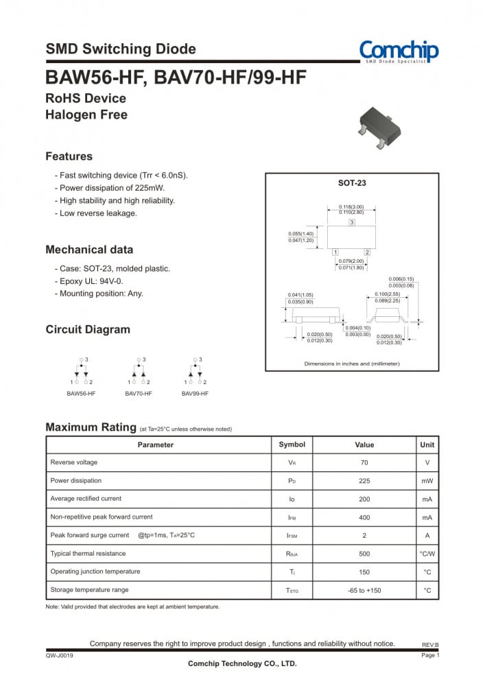 BAW56-HF datasheet page 1