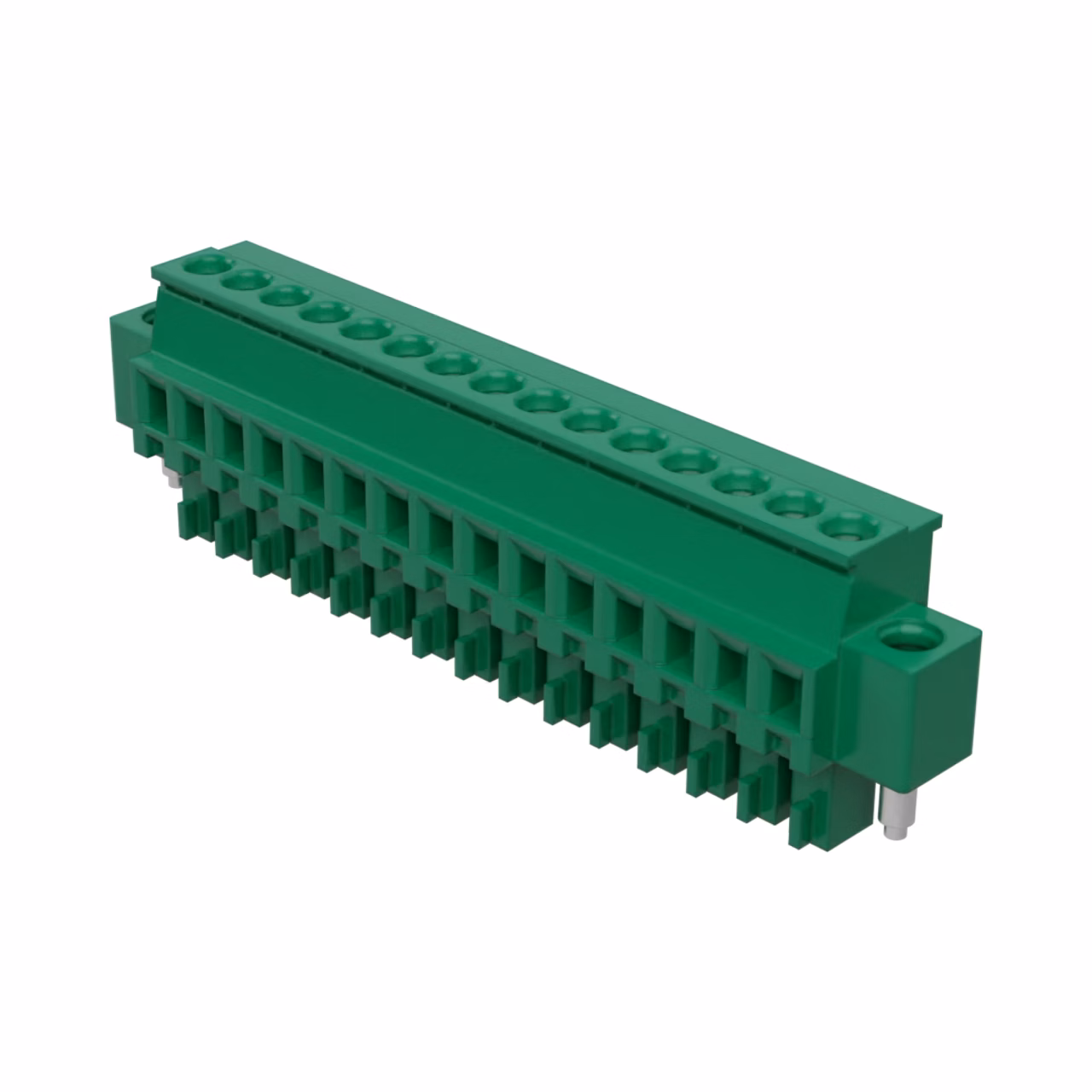 3.81mm Pitch Eurostyle Vertical Plug, with Retention Screws and Standard  Imprinting, Front Wire Entry, Green Housing, 15 Circuits for sale