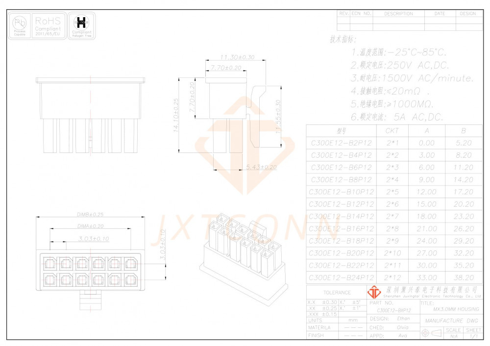 C300E12-B12P12 technical drawing page 1