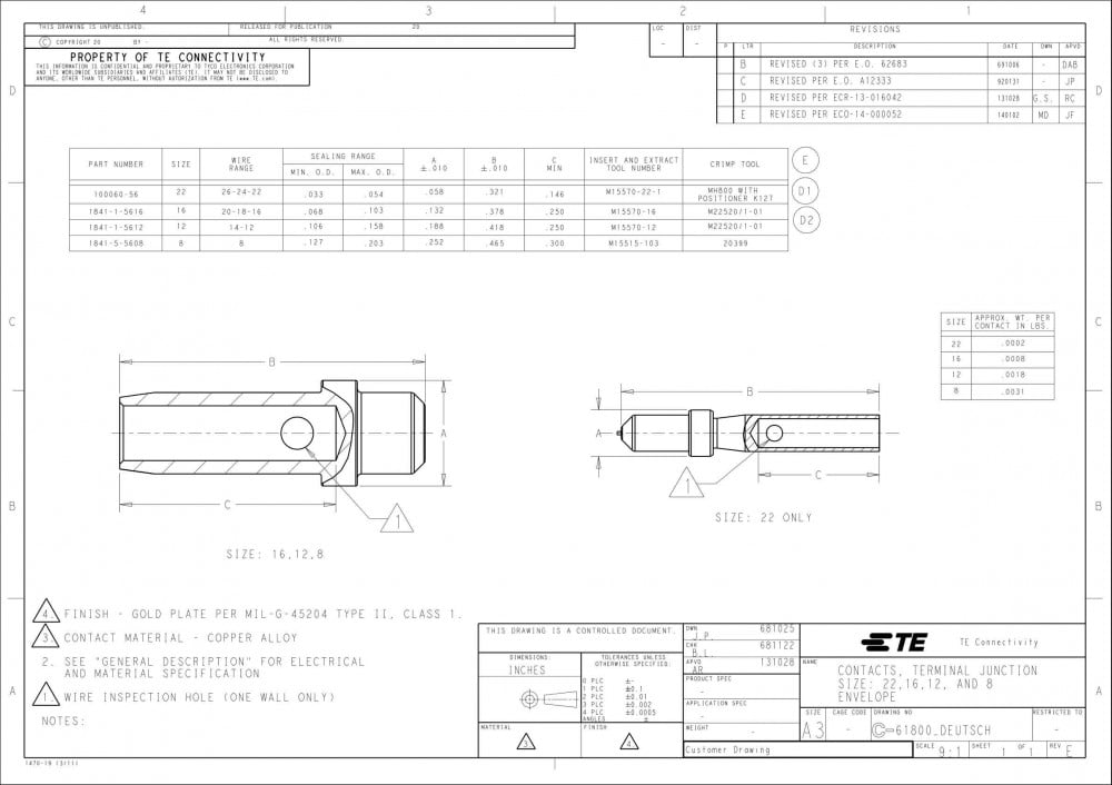 TE Connectivity 100060-56 technical drawing page