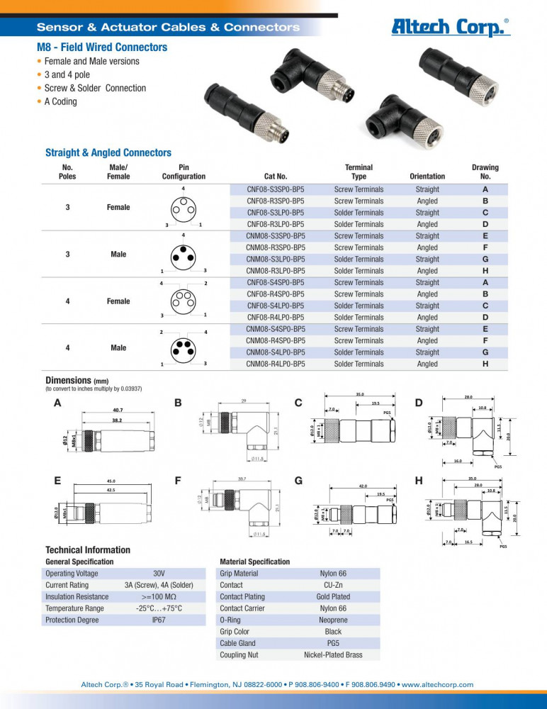 Altech sensor and actuator connector document page 2