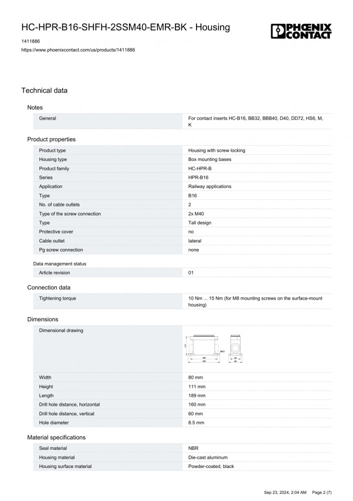 Phoenix Contact 1411886 technical document page 2