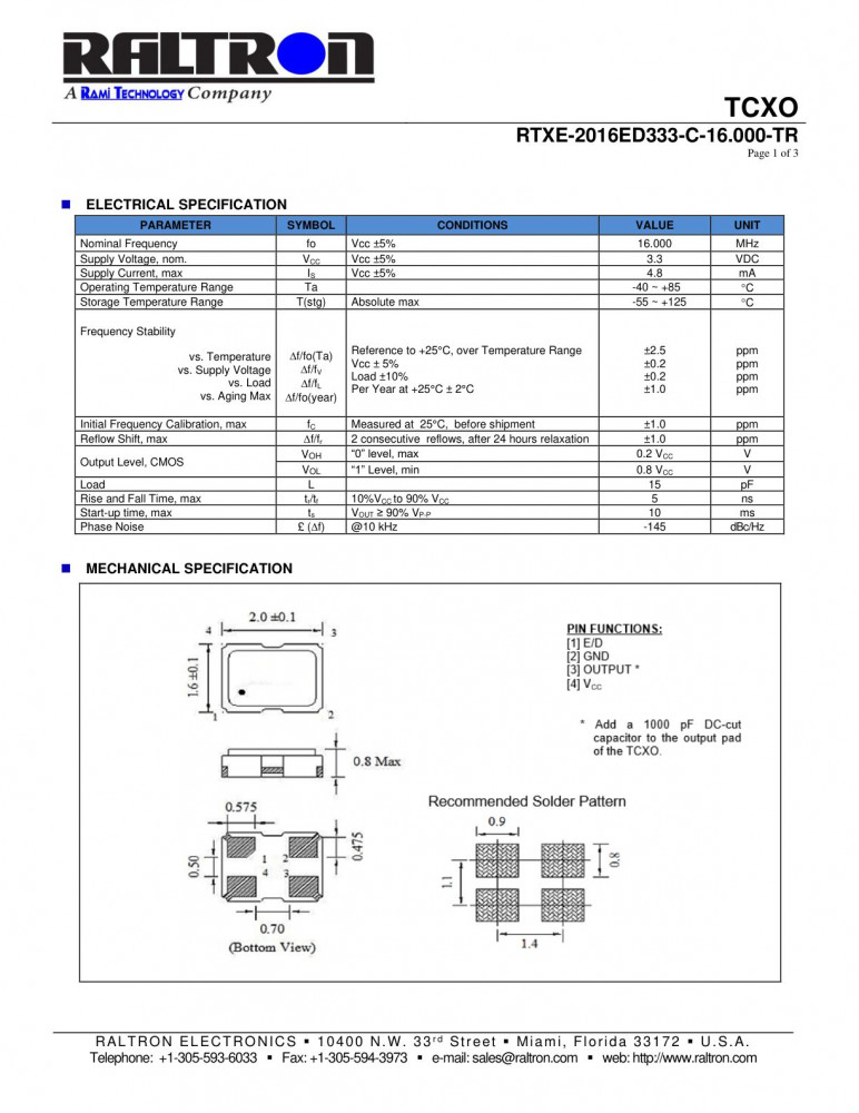 RTXE-2016ED333-C-16.000-TR datasheet page 1