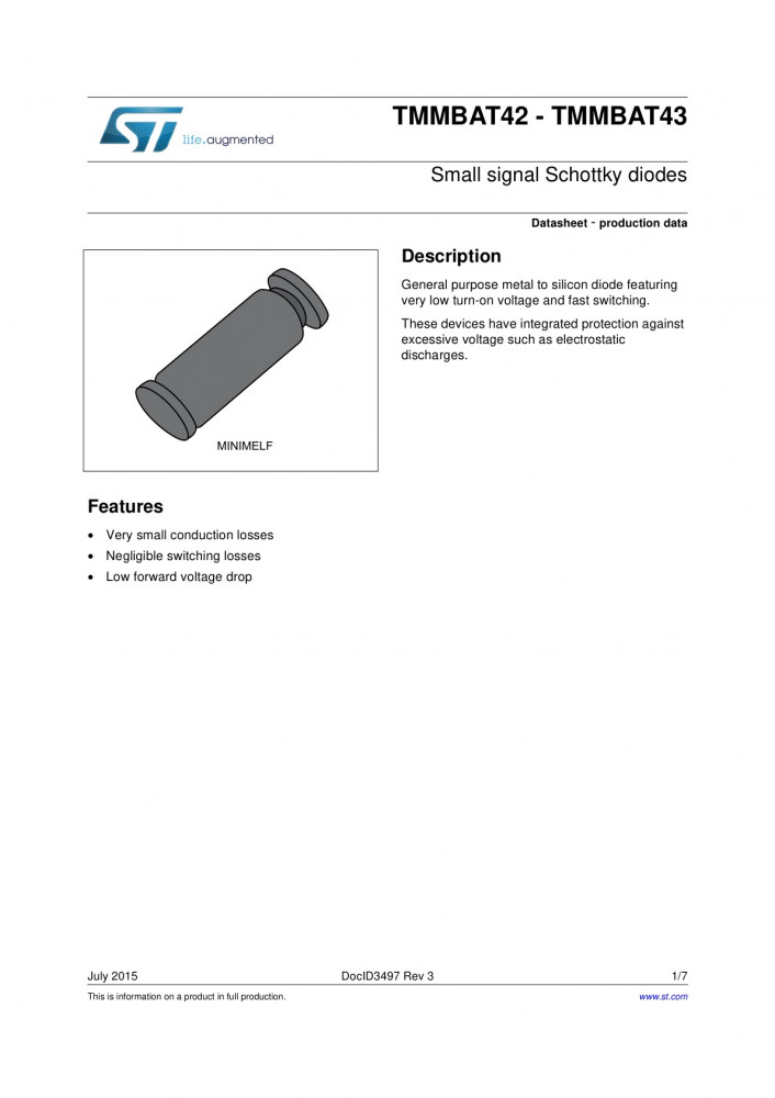 TMMBAT43 datasheet page 1