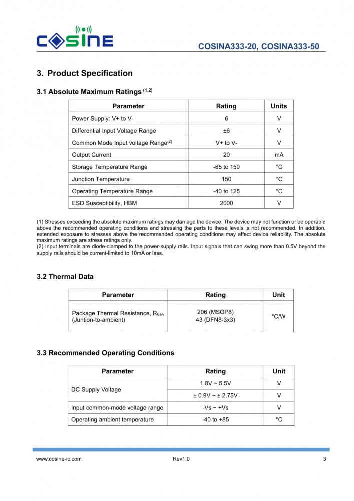 COSINA333-20MR datasheet page 3