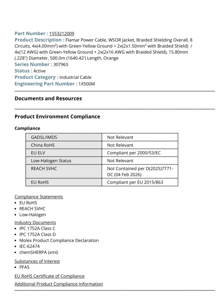 MOLEX 1553212009 technical document page 1