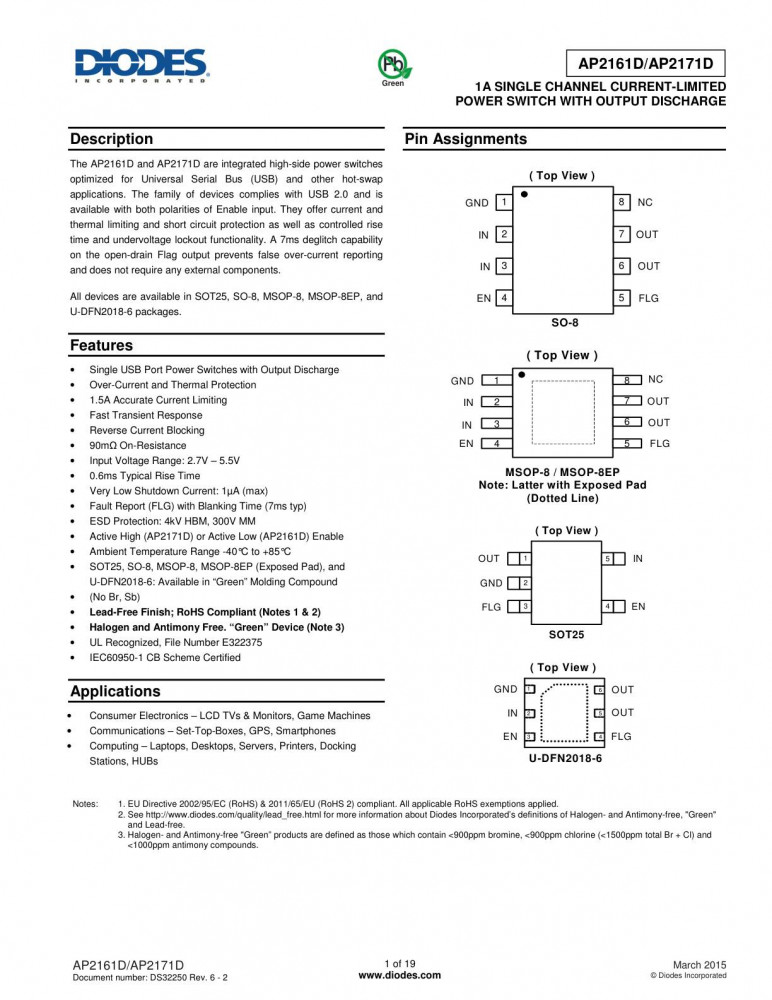 AP2171DM8G-13 datasheet page 1