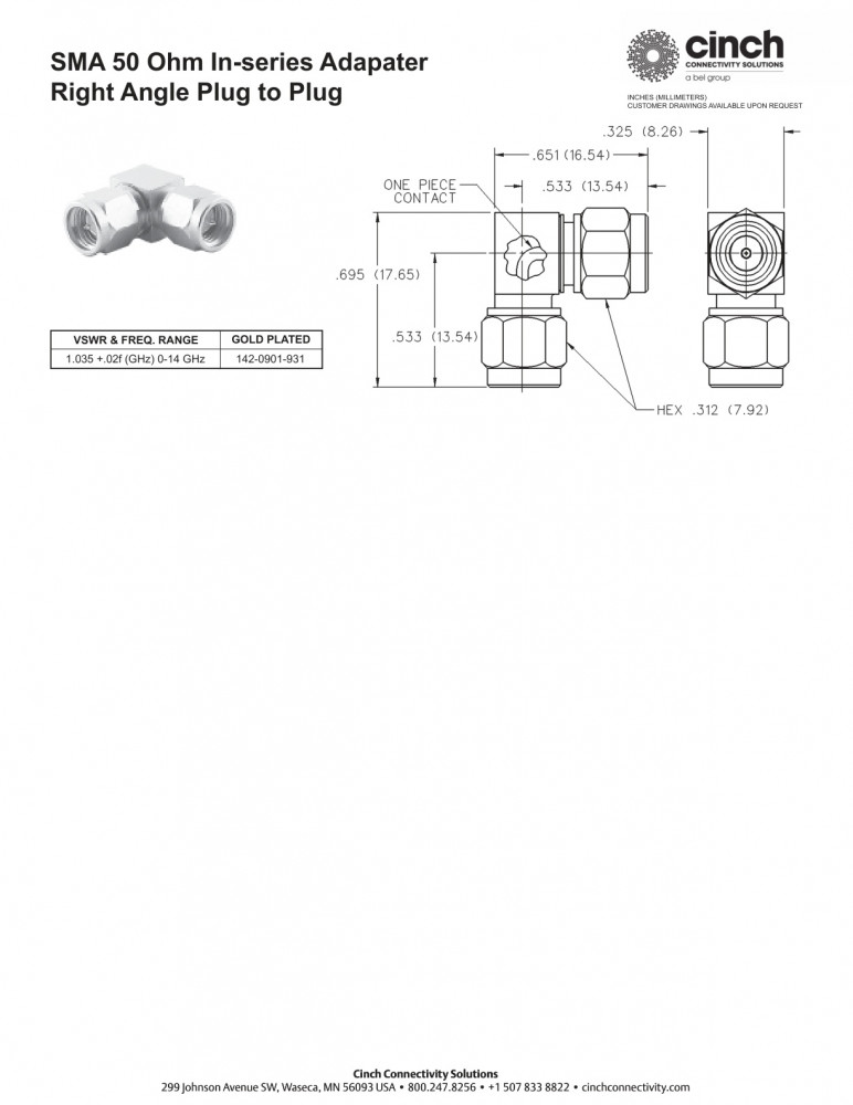 Bel Fuse 142-0901-931 technical document page 1