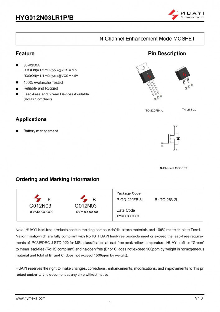 HYG012N03LR1B datasheet page 1